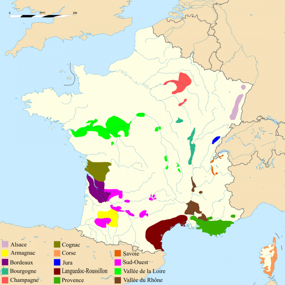 Carte des vignobles de France – Mesdegustations